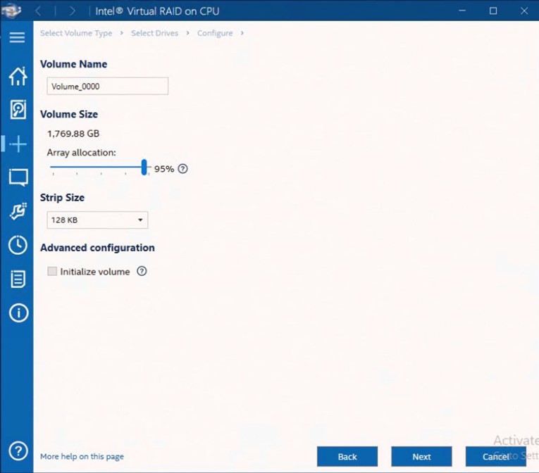 Intel® Virtual RAID on CPU (Intel® VROC) RAID Volume Creation Using the ...