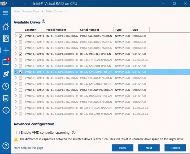 Intel® Virtual RAID on CPU (Intel® VROC) RAID Volume Creation Using the Intel® VROC Graphical ...
